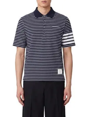 Thom Browne 4-bar Stripe Short-sleeve Cotton Polo - Blue