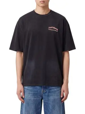 Amiri Relaxed Fit Cotton T-shirt With Graphic Print And Dropped Shoulders - Black