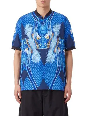 Y3 Relaxed Fit Graphic Print T-shirt In Recycled Technical Fabric - Blue