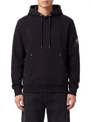 Moose Knuckles Relaxed Fit Cotton Hoodie With Kangaroo Pocket - Black