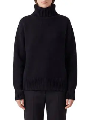 Extreme Cashmere Long-sleeved Turtleneck Sweater In Pure Cashmere - Black