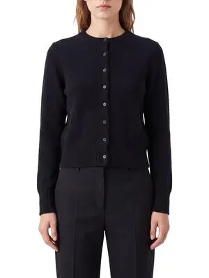 Extreme Cashmere Crewneck Cardigan In Pure Cashmere - Black