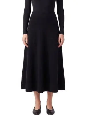 EXTREME CASHMERE Extreme Cashmere High-Waisted A-Line Midi Skirt In Knitted Cashmere