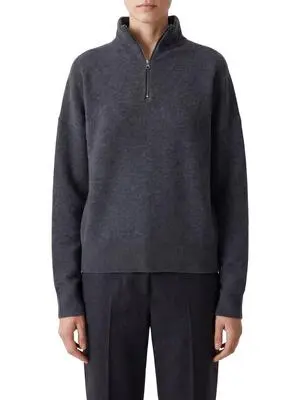 Extreme Cashmere Extreme Cashmere Half-Zip Turtleneck Sweater In Cashmere-Blend Grey