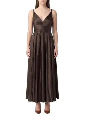 Zimmermann Off-the-shoulder Silk Midi Evening Dress With V-neck - Brown