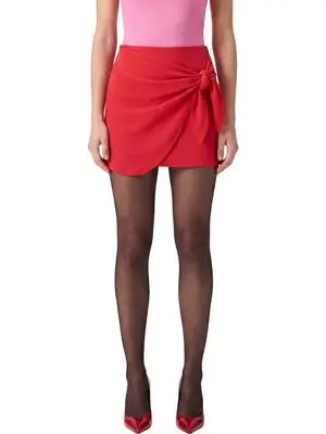 Elisabetta Franchi High-waisted Crêpe Wrap Mini Skirt - Red
