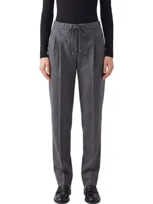 Max Mara Straight-leg Stretch Cashmere Trousers With Drawstring Waist - Grey