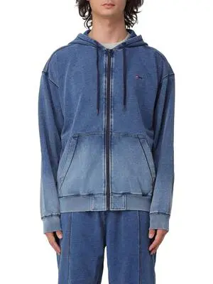 DIESEL® Relaxed Fit Hooded Zip-up Cotton Sweatshirt - Blue
