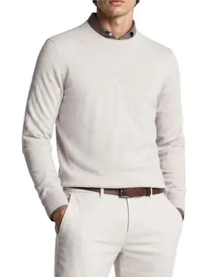 FAY Pure Merino Wool Crewneck Jumper With Ribbed Trims - Ice