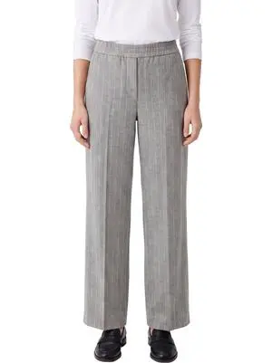 Brunello Cucinelli Brunello Cucinelli Sequined Pinstripe Wide-Leg Wool Blend Trousers Grey