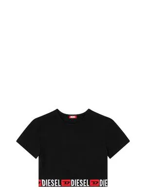 DIESEL® Cropped Jacquard Logo T-shirt - Nero