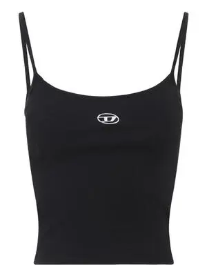 DIESEL® Metallic Logo Cotton Tank Top For - Black