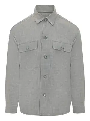 BOSS Chic Overshirt With Pocket And Buttons - Open Grey