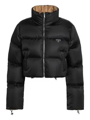 Prada Cropped Re-nylon Down Jacket - Black