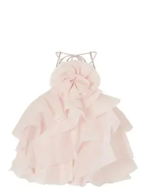 Aje Villa Ruffled Flower-detailed Organza Tank - Pink