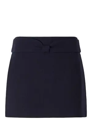 SHUSHU/TONG SHUSHU/TONG Bow-Detailed Wool-Ponte Mini Skirt Navy