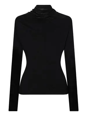 Victoria Beckham Gathered Stretch-jersey Blouse - Black