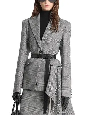 Michael Kors Glenplaid Streamer One Button Blazer - Black/ivory