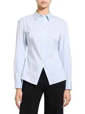 Theory Cutaway Collared Button Up Shirt - Cool Fog