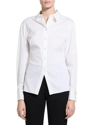 Theory Cutaway Collared Button Up Shirt - White