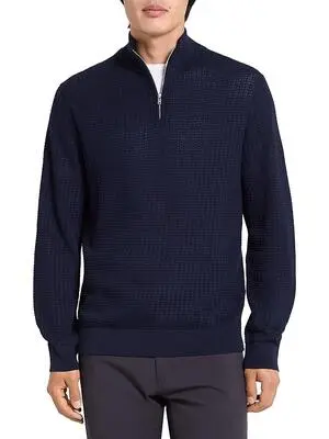Theory Walton Cotton Quarter Zip Sweater - Baltic