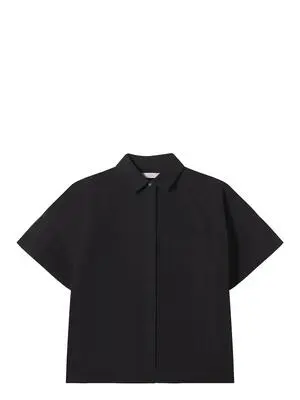 Co Tton Poplin Boxy Short-sleeve Shirt - Black
