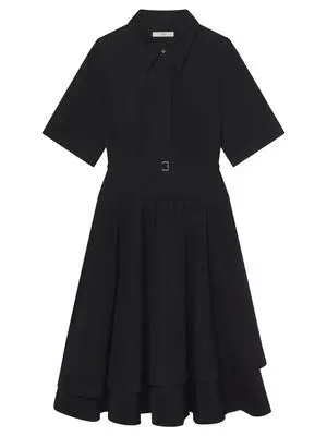 Co Tton Poplin Belted Shirt Dress - Black