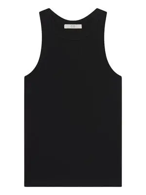 Co Cotton Jersey Fitted Racerback Tank Top - Black