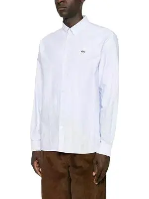 Lacoste Vertical-stripe Logo-patch Shirt - Blue