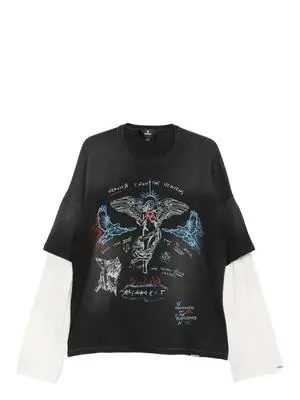 REPRESENT Graphic-print Layered-sleeve T-shirt - Black