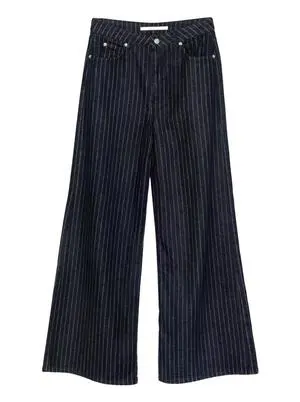HOMAGE Pinstripe Pattern Wide-leg Jeans - Blue