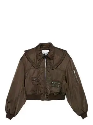 AUTRY Ruffled-detail Pocket Jacket - Brown