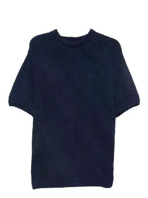 ARTE ANTWERP Logo-intarsia Short-sleeve Sweater - Blue