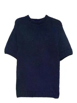 ARTE ANTWERP Logo-intarsia Short-sleeve Sweater - Blue