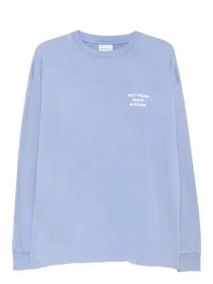 Drole De Monsieur Slogan-print Long-sleeve T-shirt - Blue
