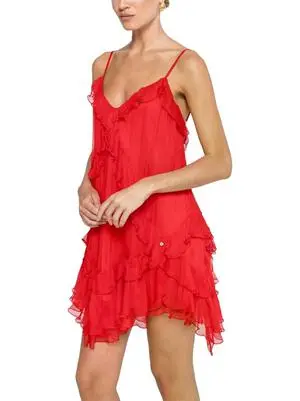 NISSA Open-back Silk Mini Dress - Red