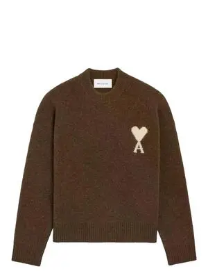 AMI Paris De Coeur Intarsia-knit Jumper - Brown