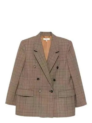 Chloé Check Double-breasted Jacket Brown