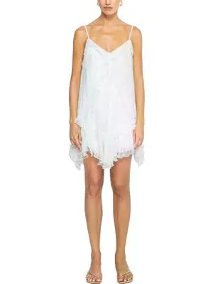NISSA Open-back Silk Mini Dress - White