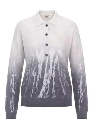 Liu Jo LIU JO Sequin-Embellished Dégradé Polo Shirt White