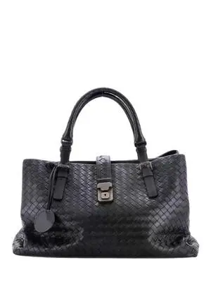 Bottega Veneta Roma Intrecciato Nappa Medium Tote Bag - Black