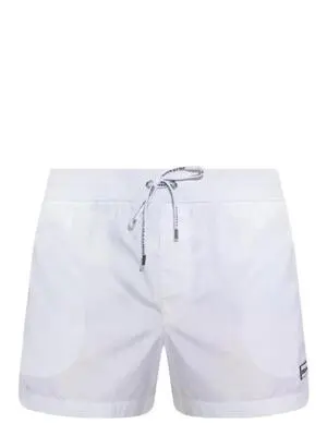 Dolce & Gabbana Drawstring-waist Logo-patch Swim Shorts - White