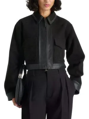 Manière De Voir Denise Suede & Pebbled Leather Jacket - Black