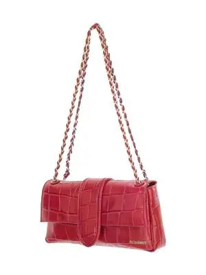 Jacquemus The Bambino Chaine Bag In Croc-effect Leather - Red
