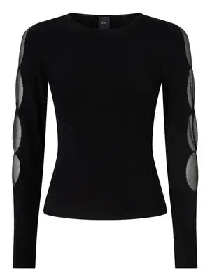 Pinko Lightweight Ribbed Pullover With Sheer Details - Black