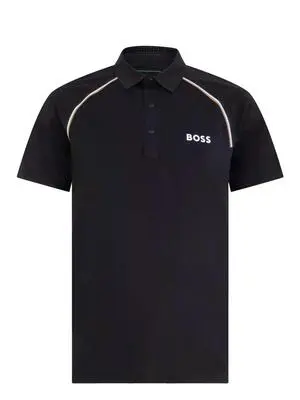 BOSS Piped-trim Logo-print Polo Shirt - Black