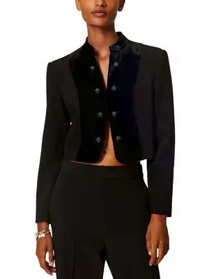 TWINSET Crêpe And Velvet Spencer Jacket - Black