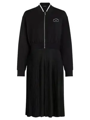 Karl Lagerfeld Pleated Zip-up Midi Dress - Black