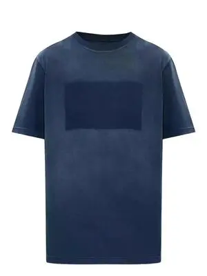 MAISON MARGIELA Maison Margiela Navy Blue Cotton T-Shirt With Rectangular Print