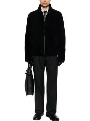 ERALDO High-neck Shearling Jacket - Black